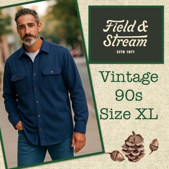 Vintage | Jackets & Coats | Vintage 9s Field Stream Navy Flannel Shirt ...